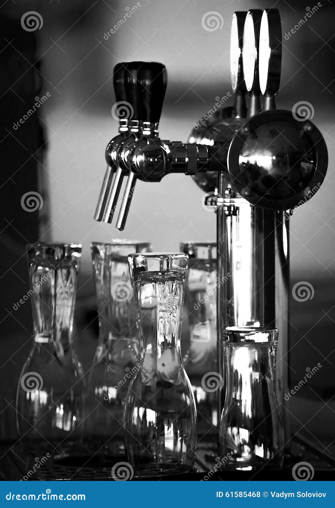 Beer Tap and Glasses Ready To Serve Some Pints Stock Photo - Image of ...
