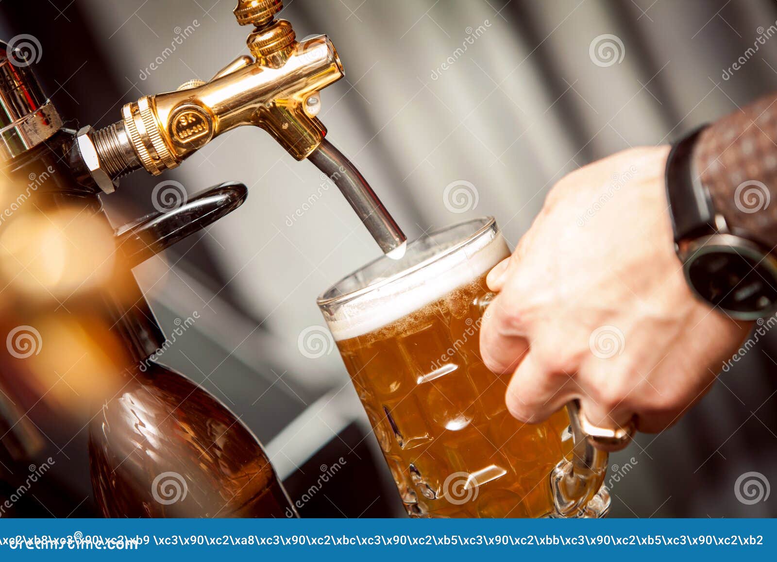 Beer from the tap stock image. Image of draft, brown - 67304965