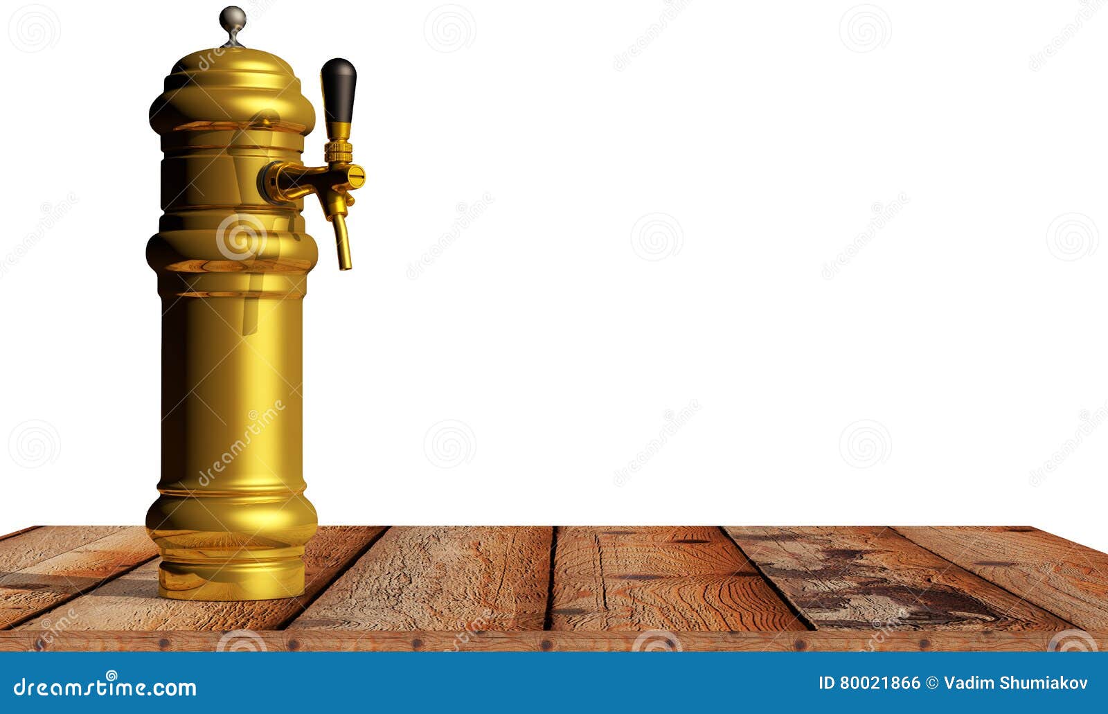 Beer Tap on a Wooden Stand 3d Render Stock Illustration - Illustration ...