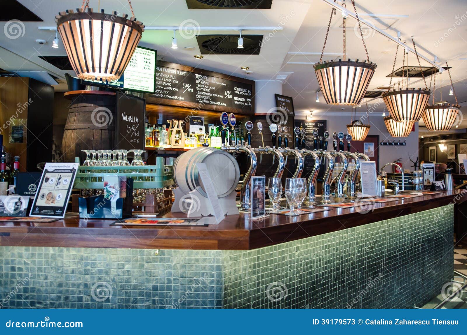 Beer taps in a finnish bar editorial stock photo. Image of finland ...