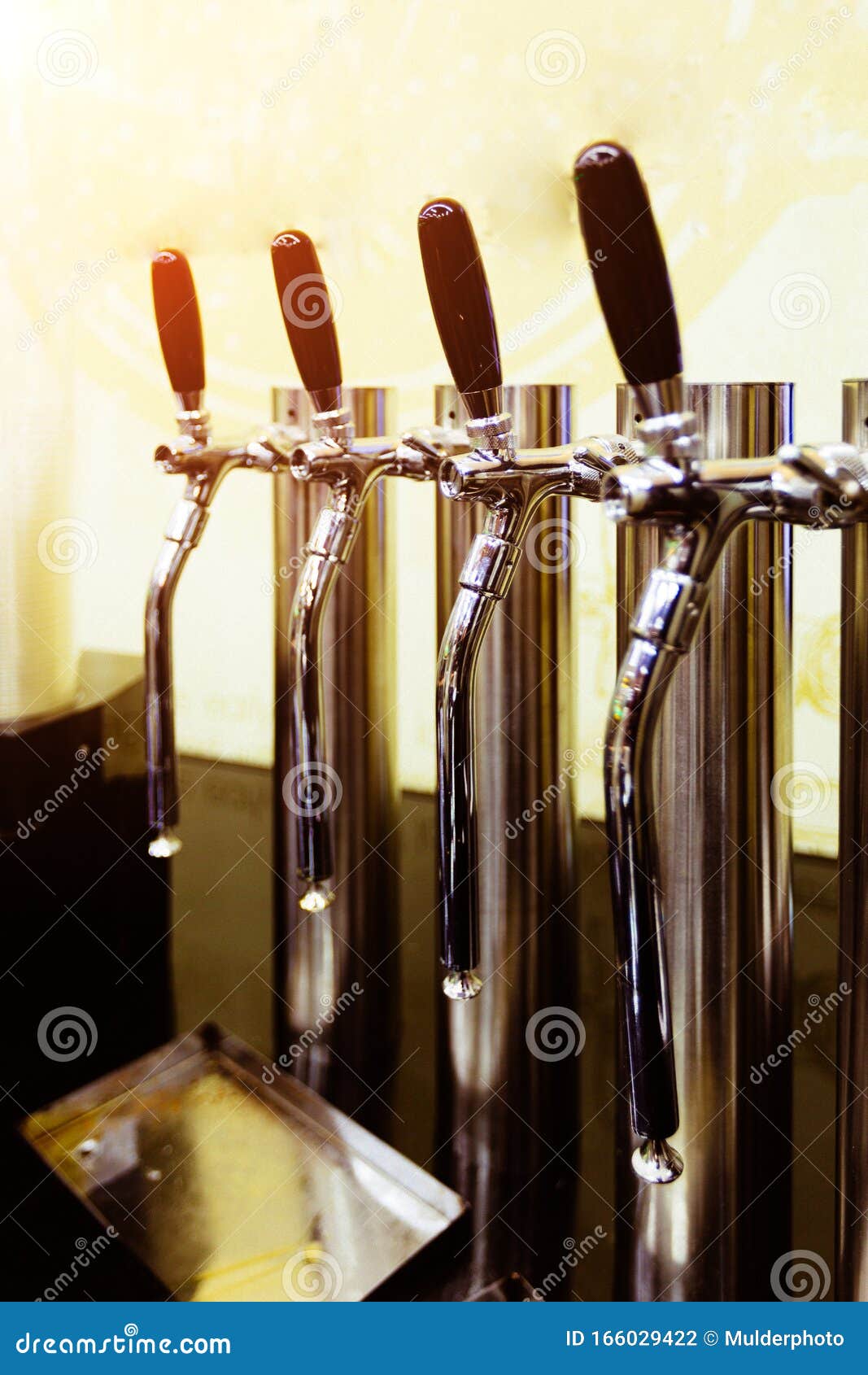 Beer Taps in a Row in the Pub, Selective Focus Stock Photo - Image of ...