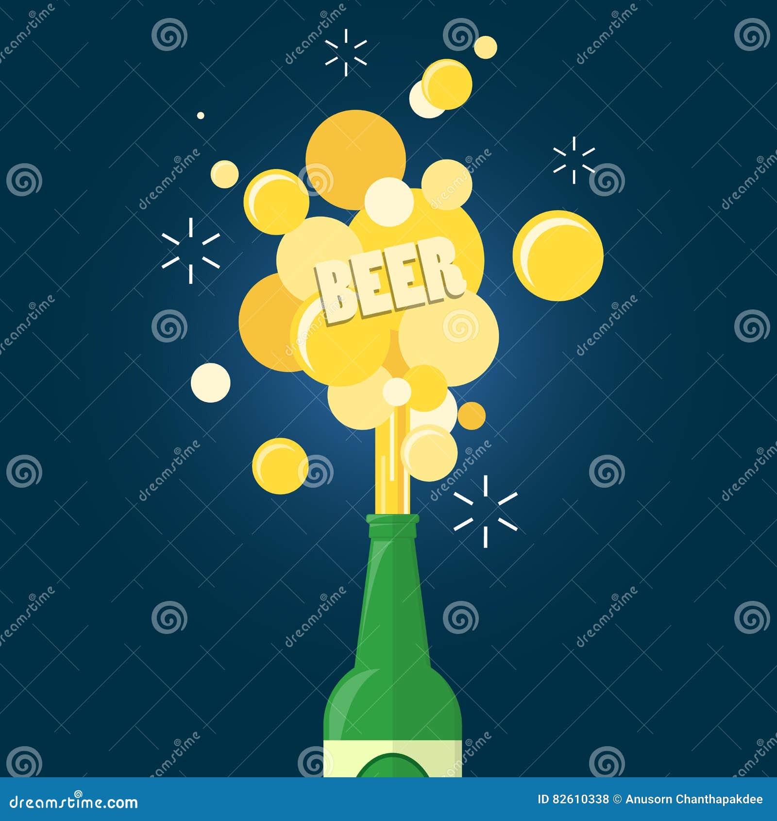 Beer Gushing From Bottle Cartoon Vector | CartoonDealer.com #82610859