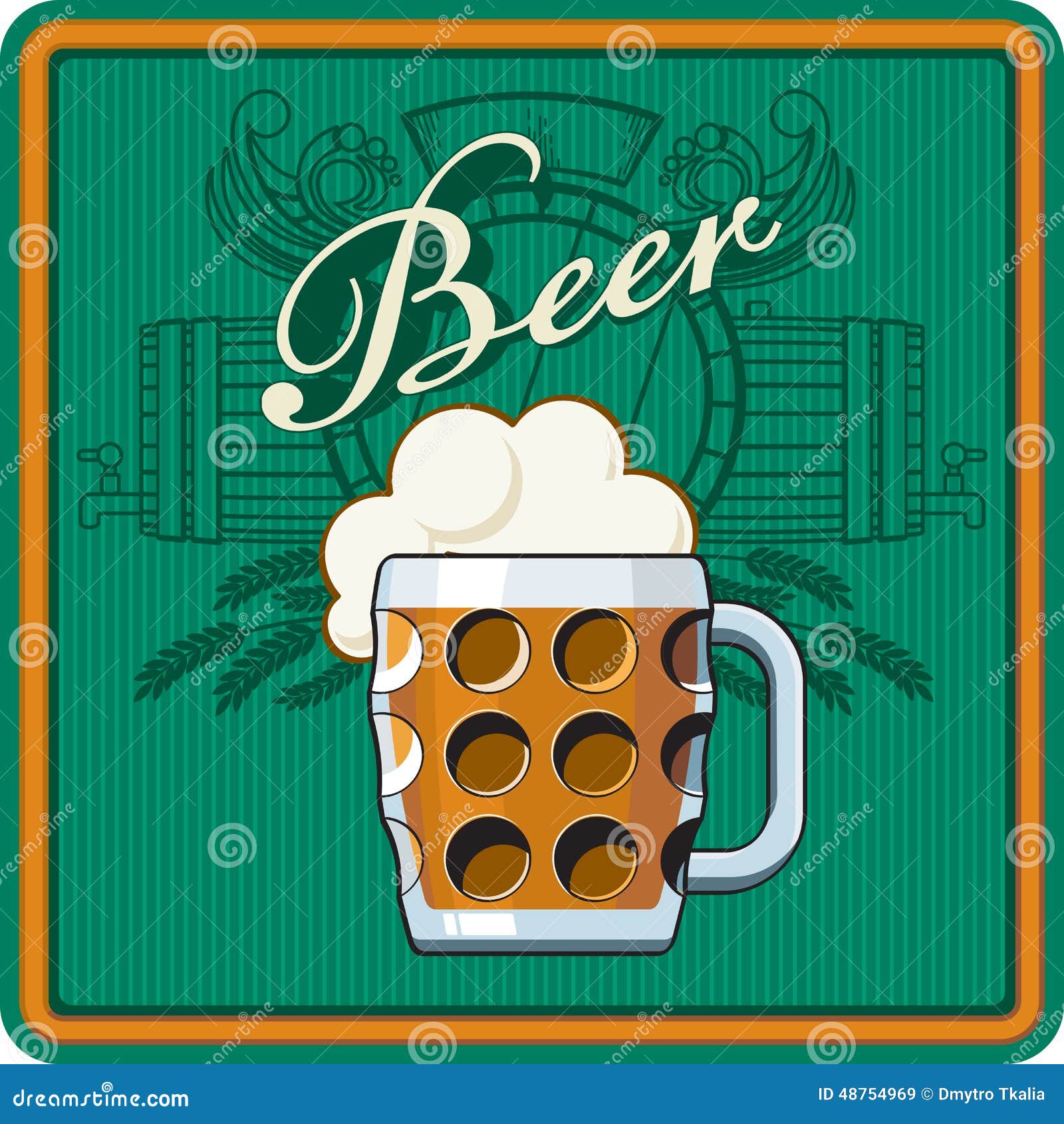 Beer theme in green stock vector. Illustration of restaurant - 48754969
