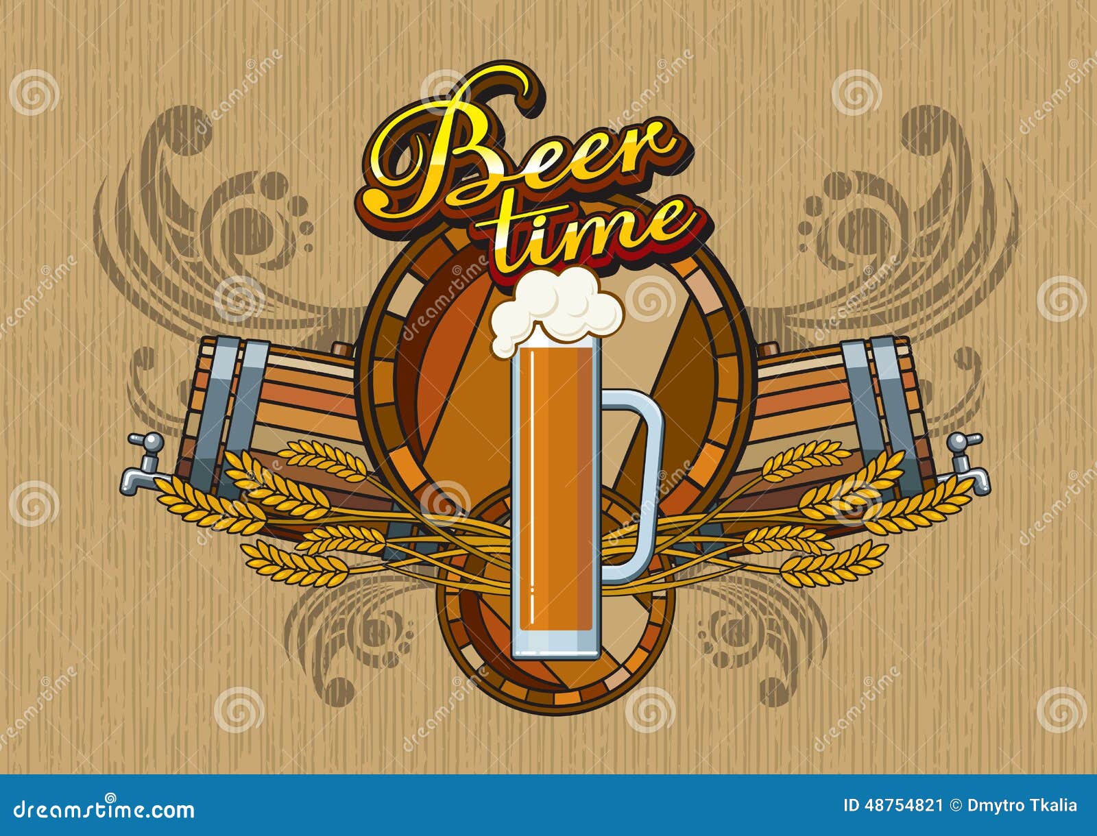 Beer time stock vector. Illustration of color, glass - 48754821