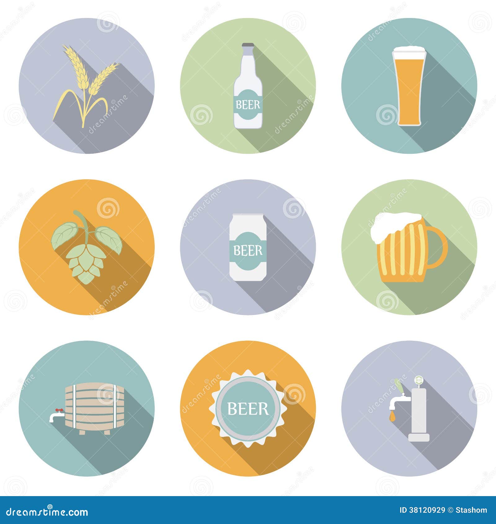 Beer Vector Flat Icons stock vector. Illustration of business - 38120929