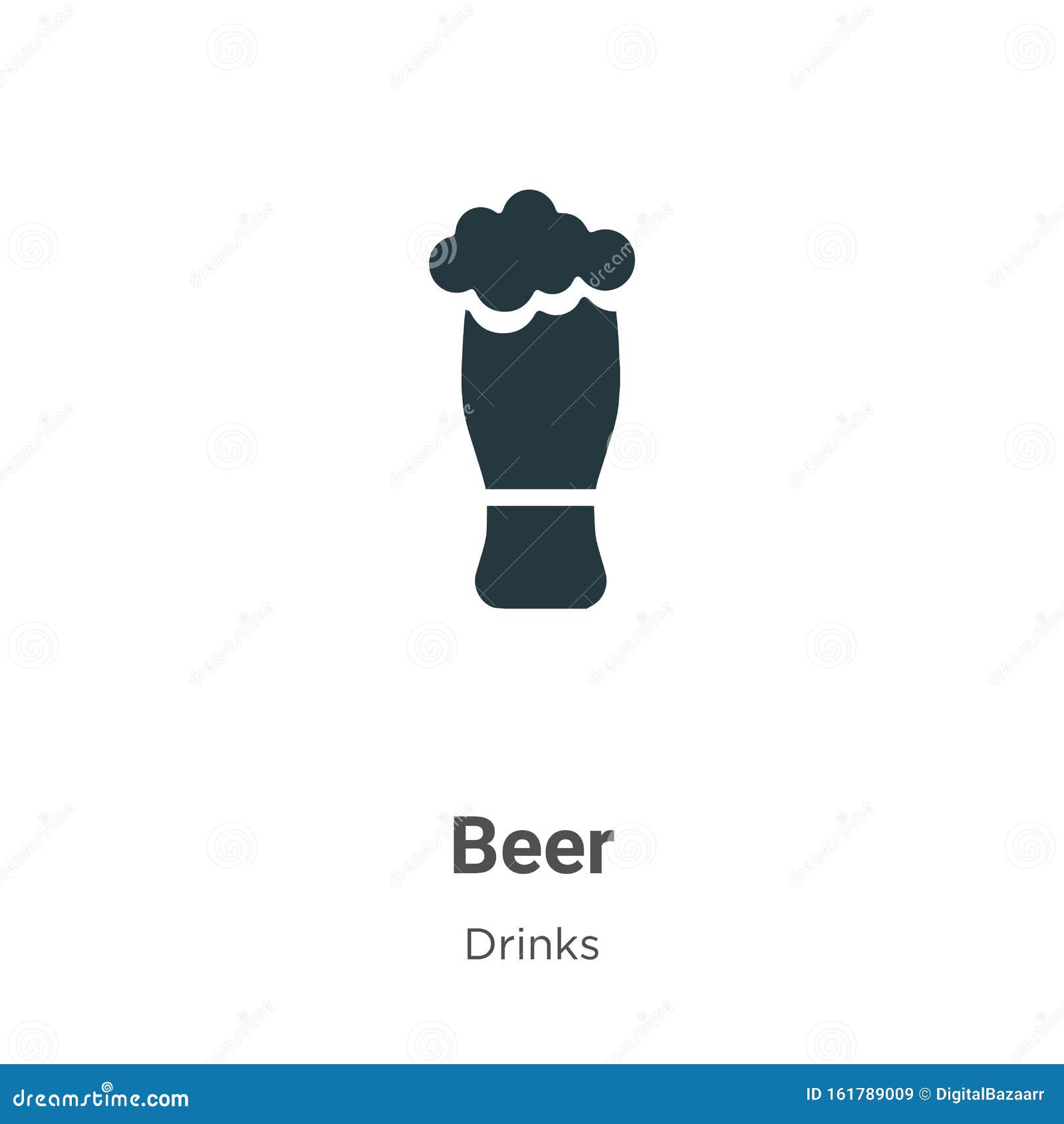 Beer Vector Icon on White Background. Flat Vector Beer Icon Symbol Sign ...