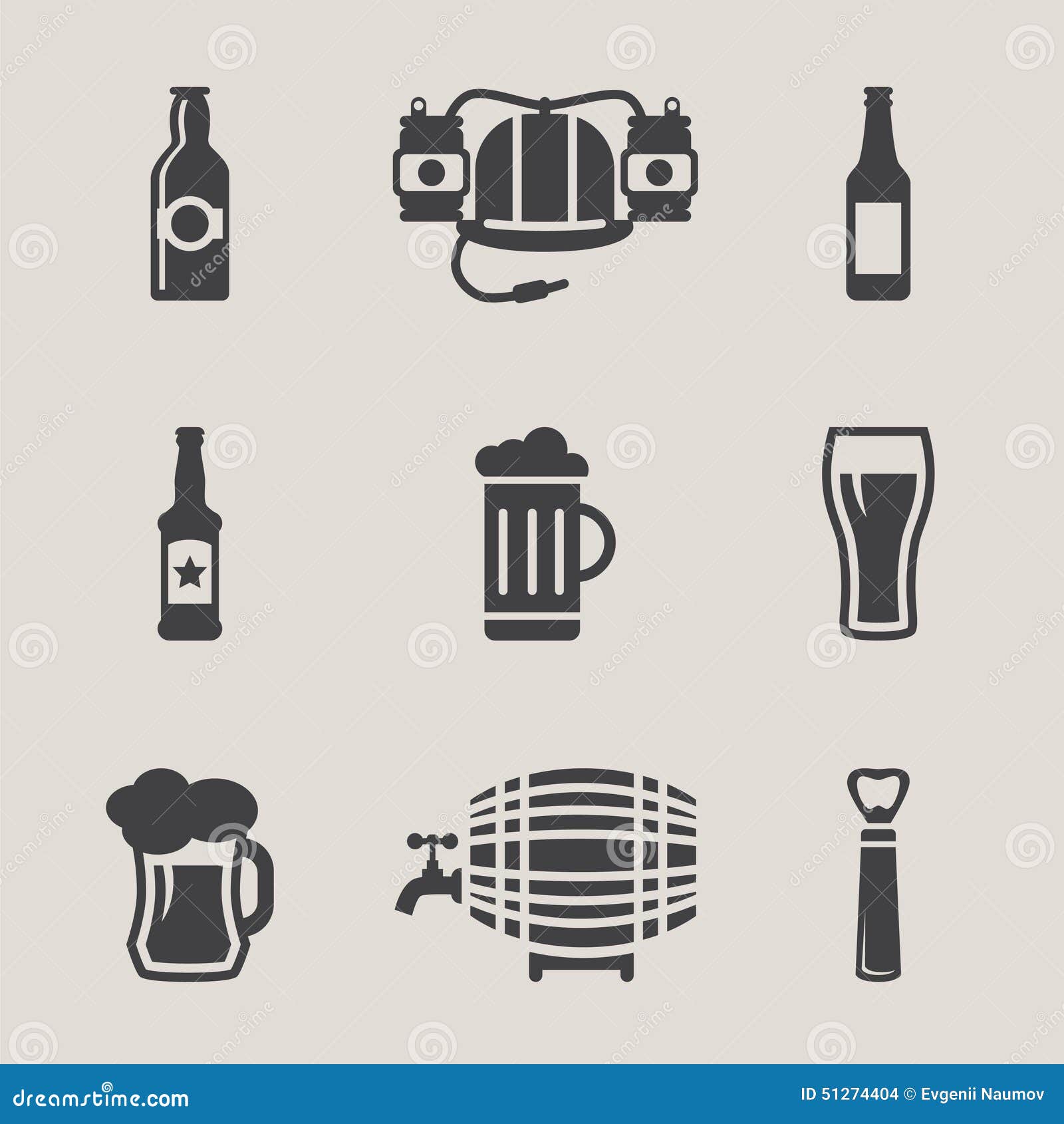 Beer Vector Icons Set Bottle, Glass Stock Vector - Illustration of ...