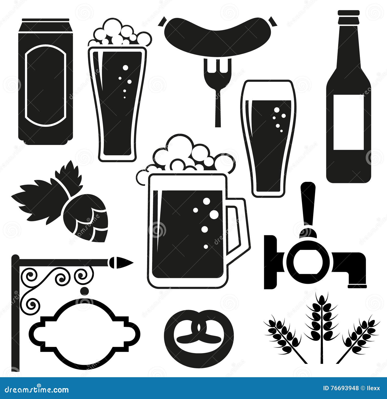 Beer vector icons set stock vector. Illustration of beverage - 76693948