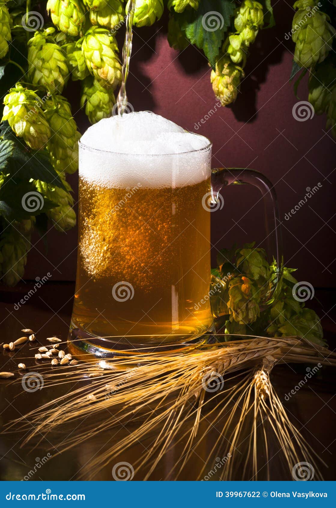 Beer, wheat and hops stock photo. Image of beer, golden - 39967622