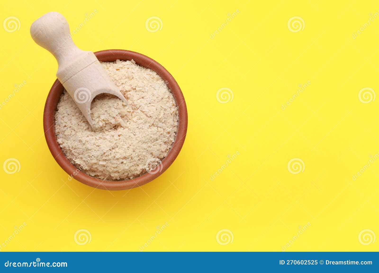 Beer Yeast Flakes on Yellow Background, Top View. Space for Text Stock ...
