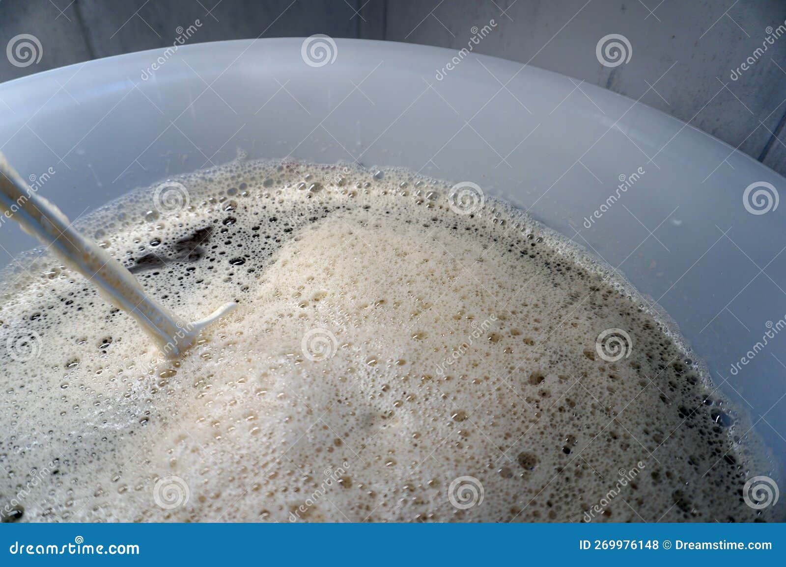 Beer Yeast and Stirrer in Round Fermenter - Home Brewing Concept Stock ...