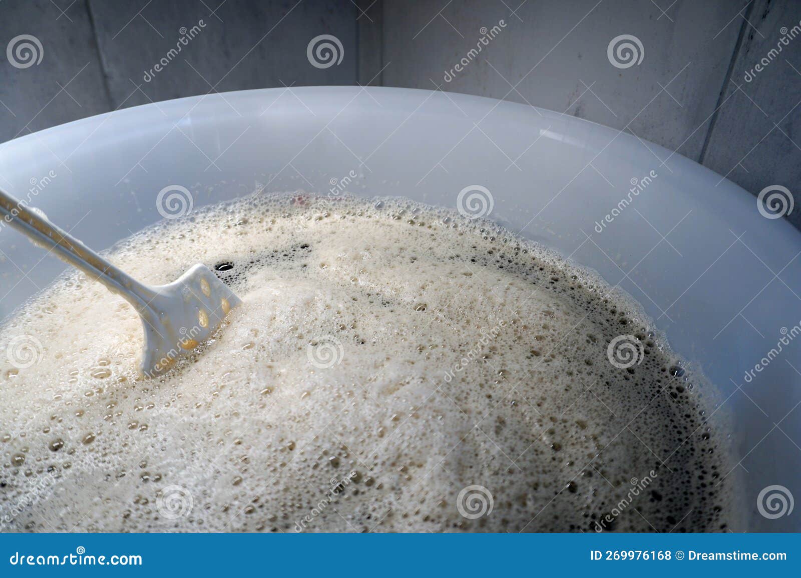 Beer Yeast and Stirrer in Round Fermenter - Home Brewing Concept Stock ...