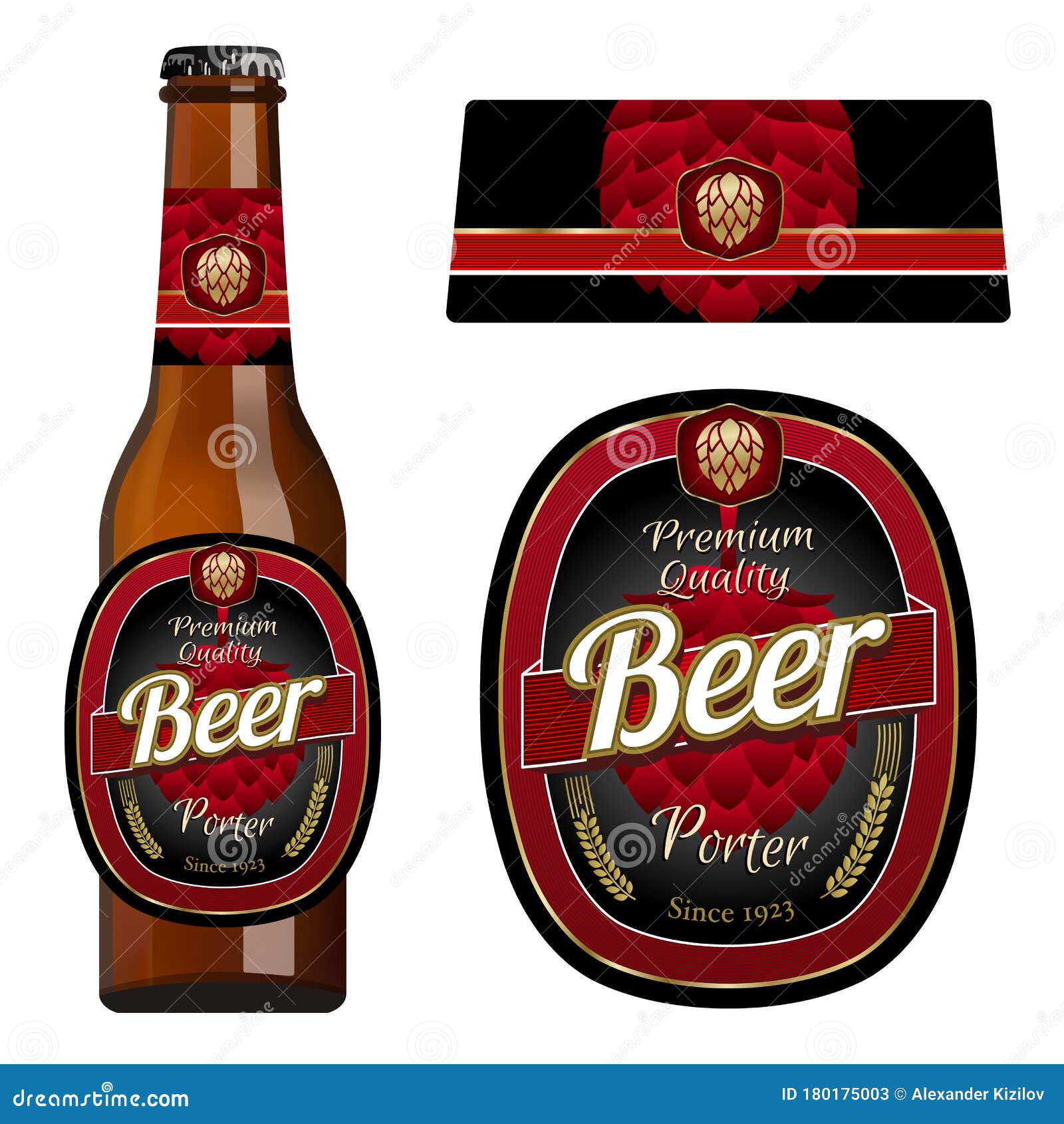 Beer Label Template with Neck Label. Vector Illustration Stock ...