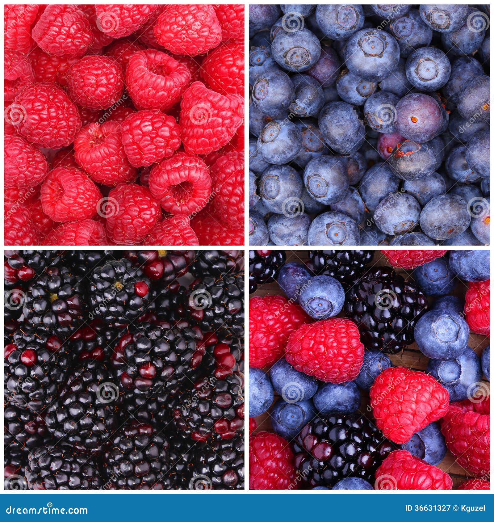 Beeren-Hintergrund-Sammlung. Himbeere, Blaubeere Stockbild - Bild von ...