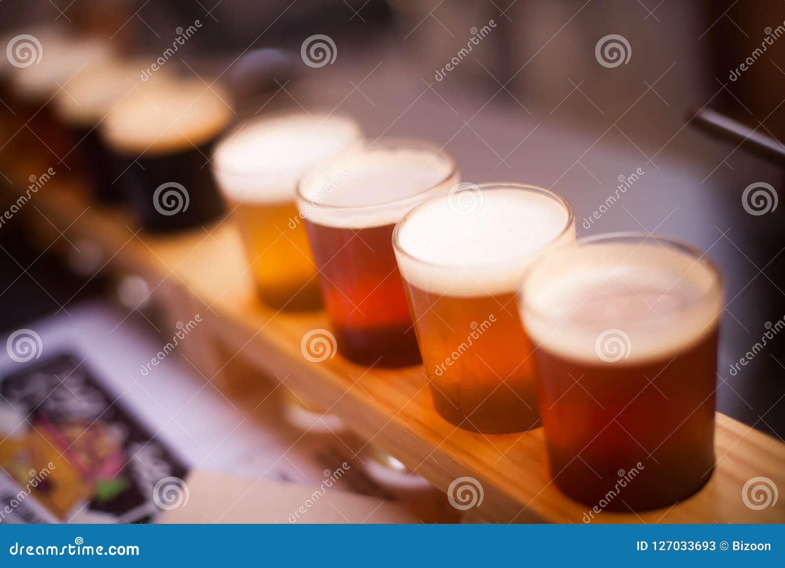 Beers for tasting stock image. Image of cold, lager - 127033693