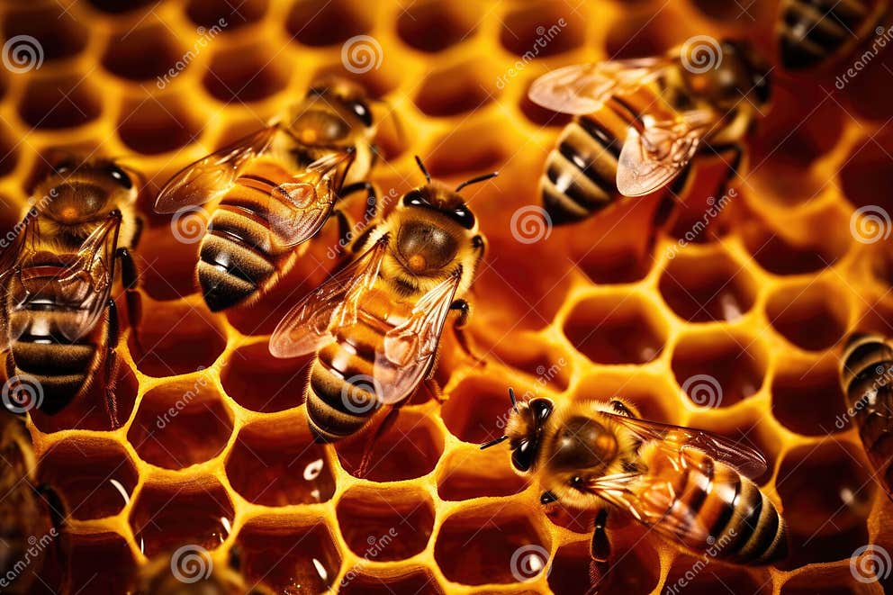 Bees Building a Honeycomb Structure Stock Photo - Image of insects ...