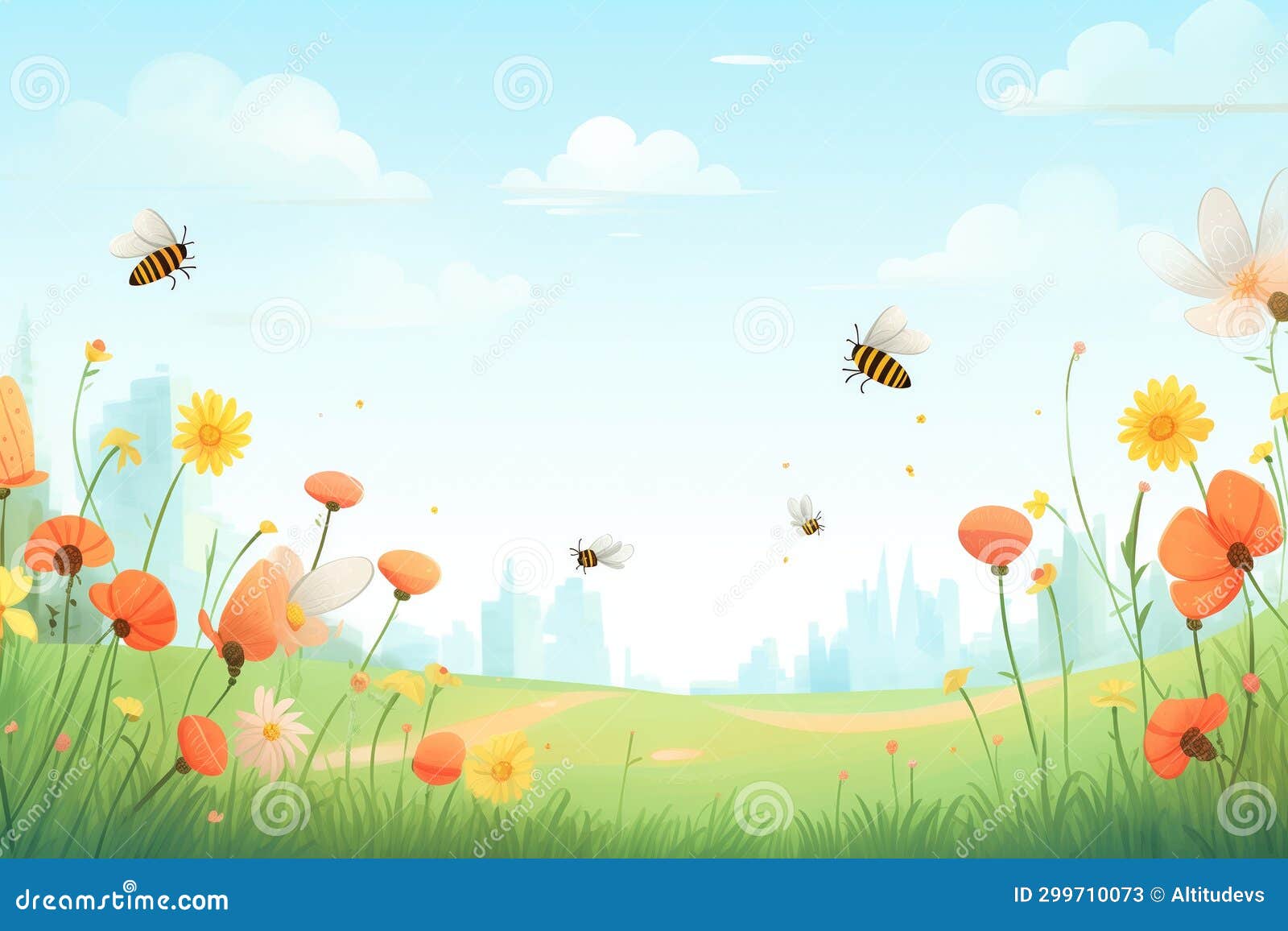 Bees Buzzing Around Wildflowers in a Protected Meadow Stock Image ...