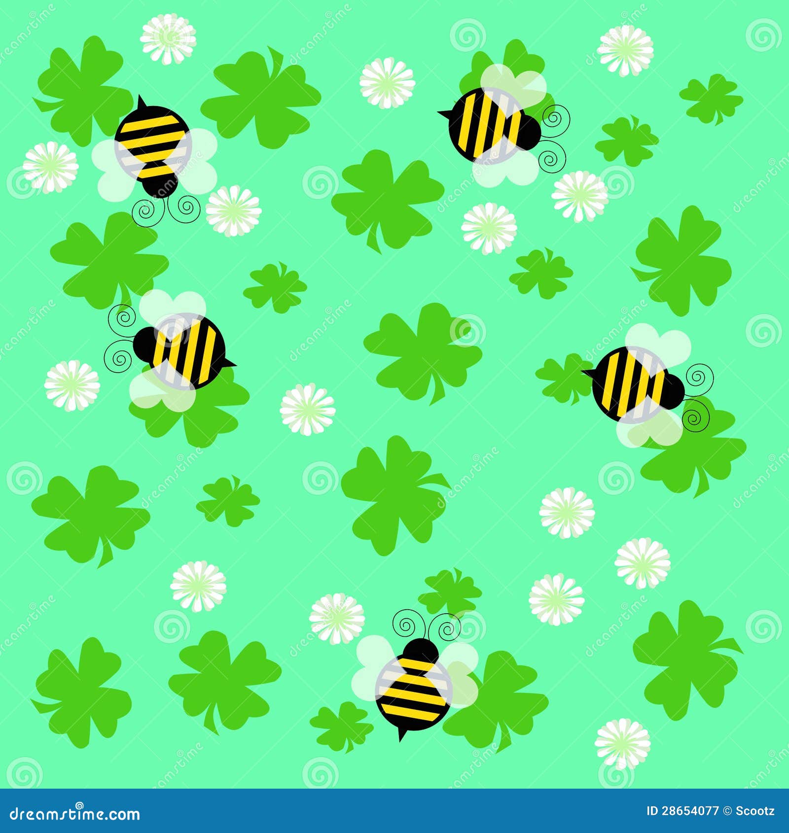 Bees And Clover Royalty-Free Illustration | CartoonDealer.com #28654077