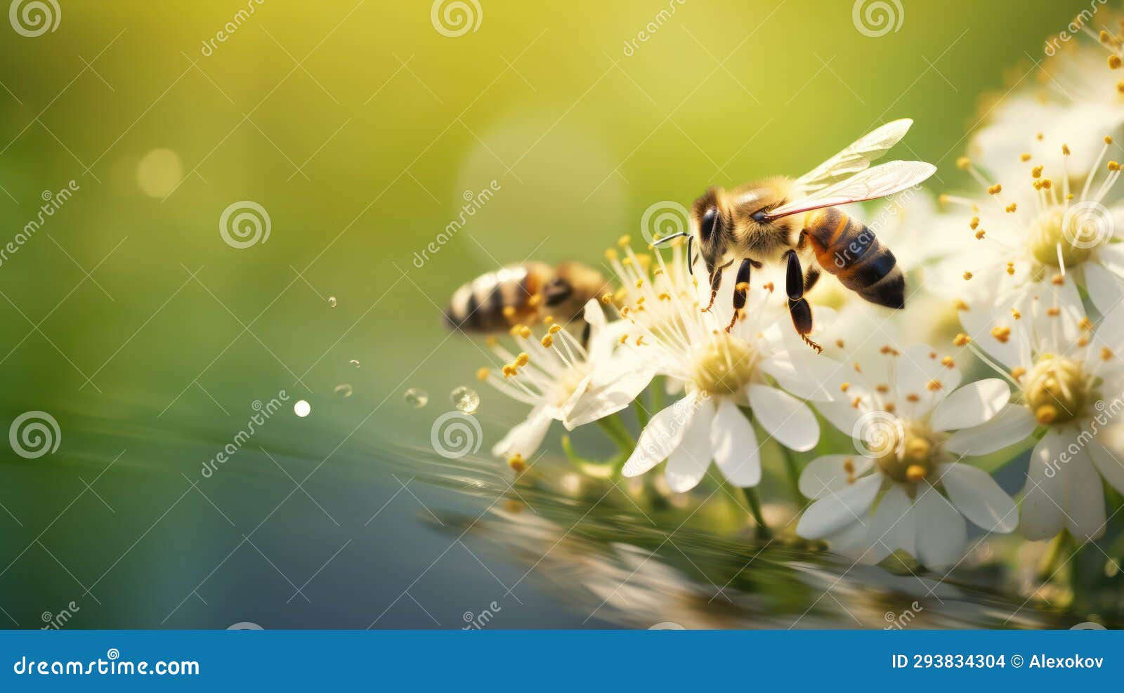 Bees Collecting Pollen in a Minimalistic and Clean Image AI Generated ...