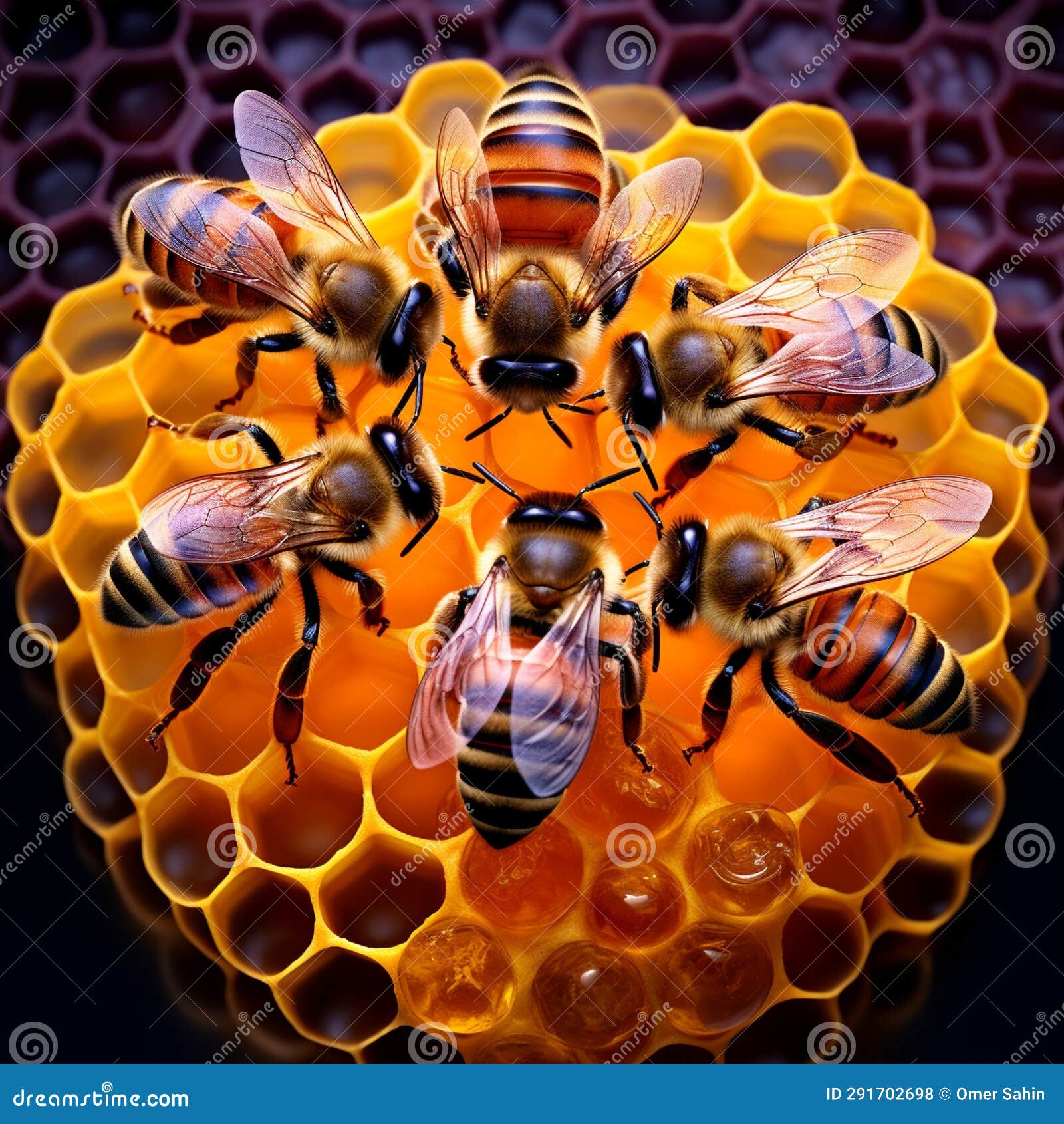 Bees Constructing Honeycomb with Intricate Precision Stock Photo ...