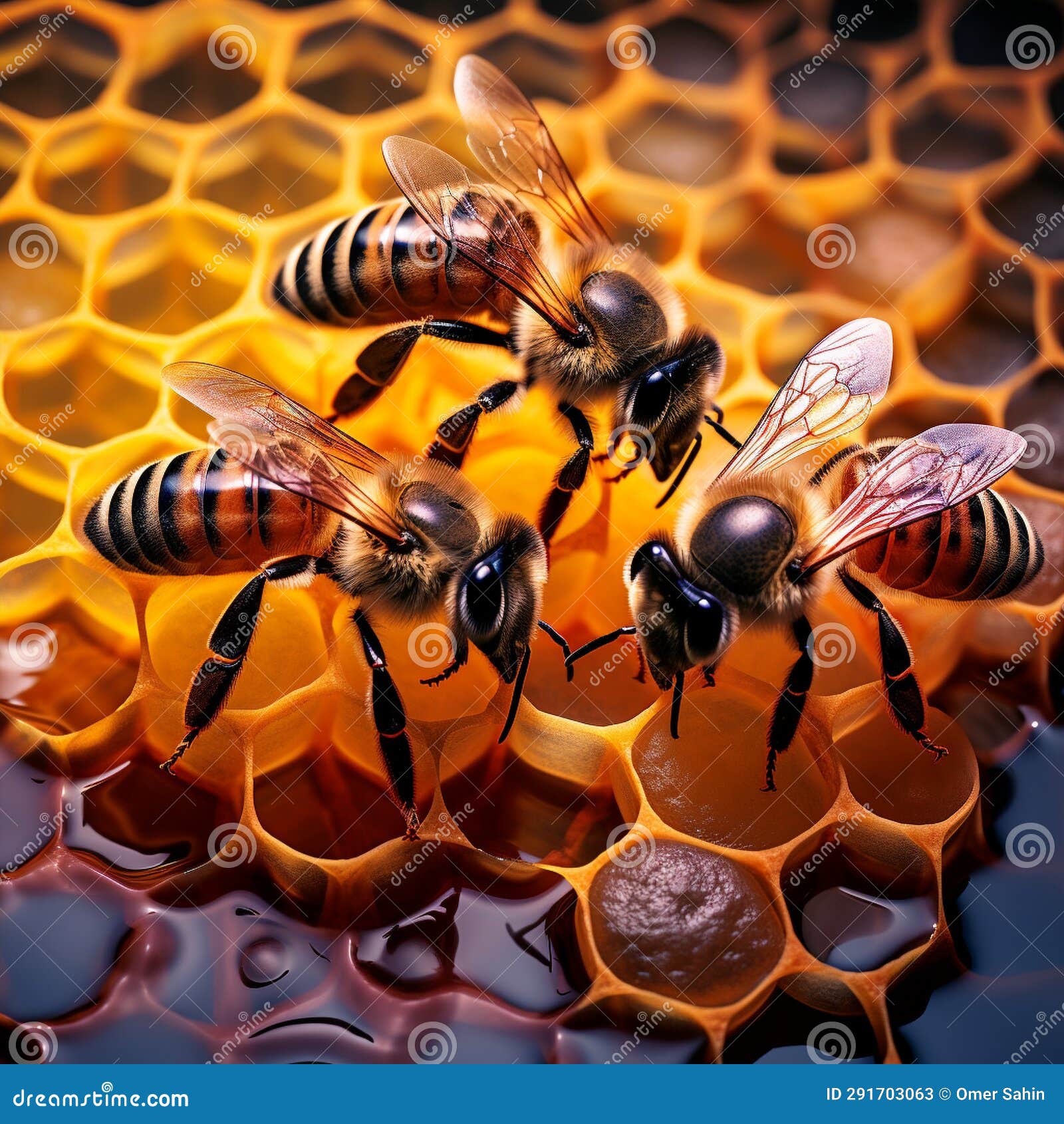 Bees Constructing Honeycomb with Intricate Precision Stock Image ...