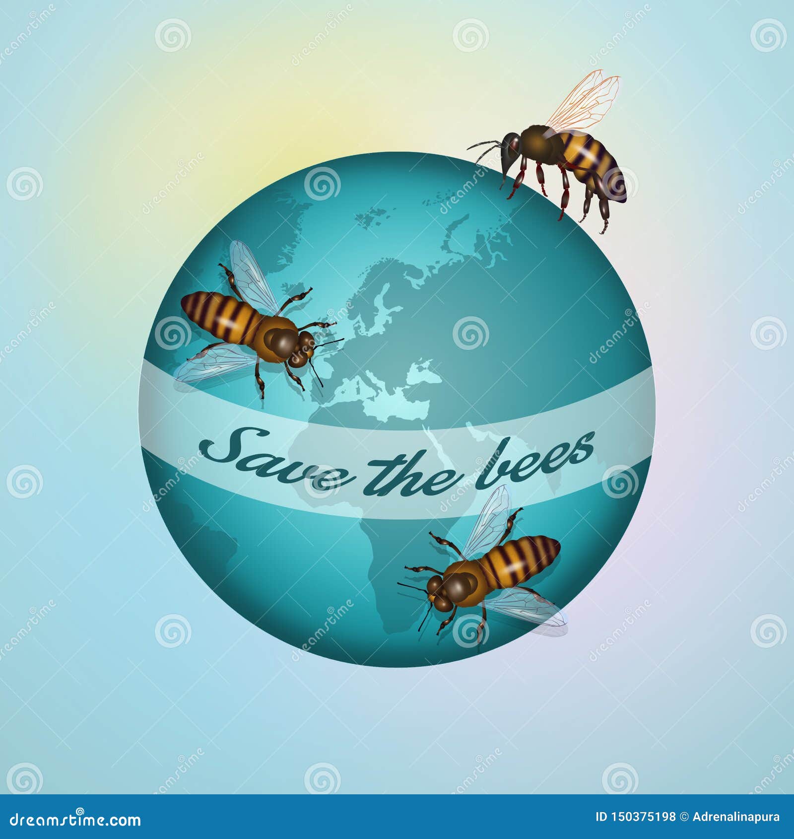 Bees are in Danger in the World Stock Illustration - Illustration of ...