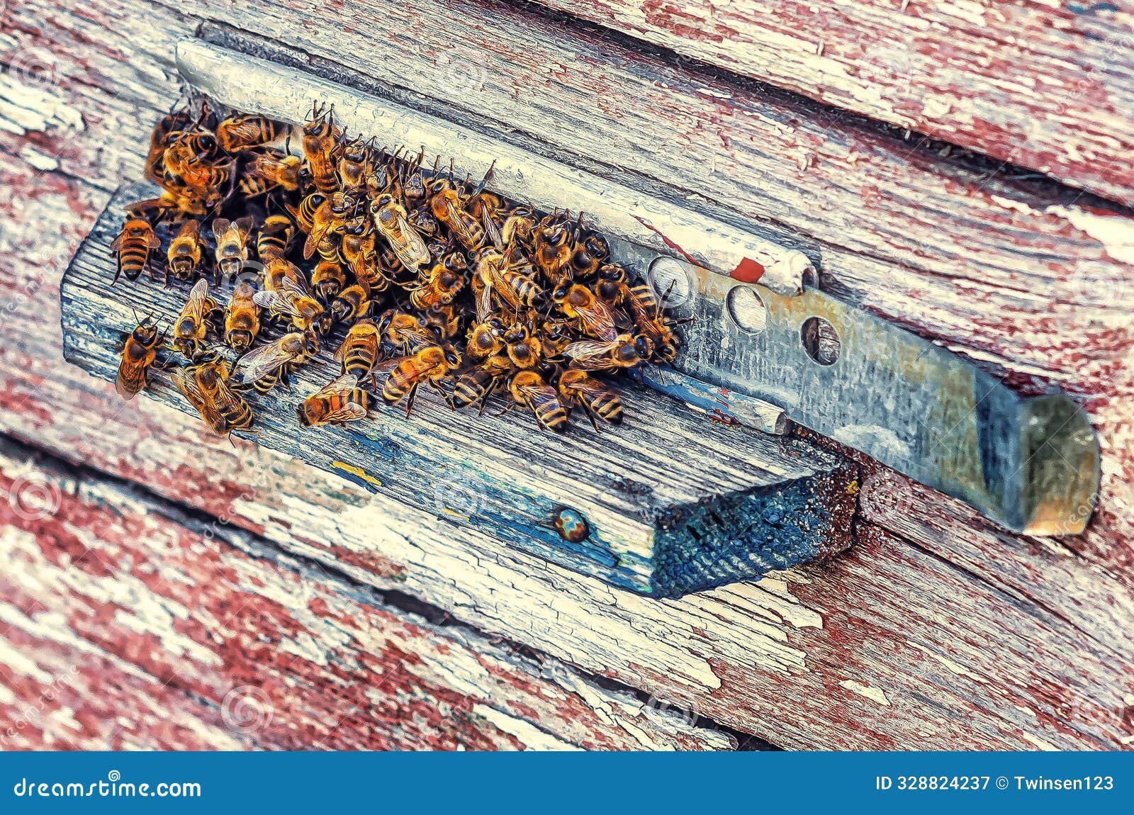 Bees on the Fly of the Hive. a Bee Swarm Leaves the Hive Stock Image ...