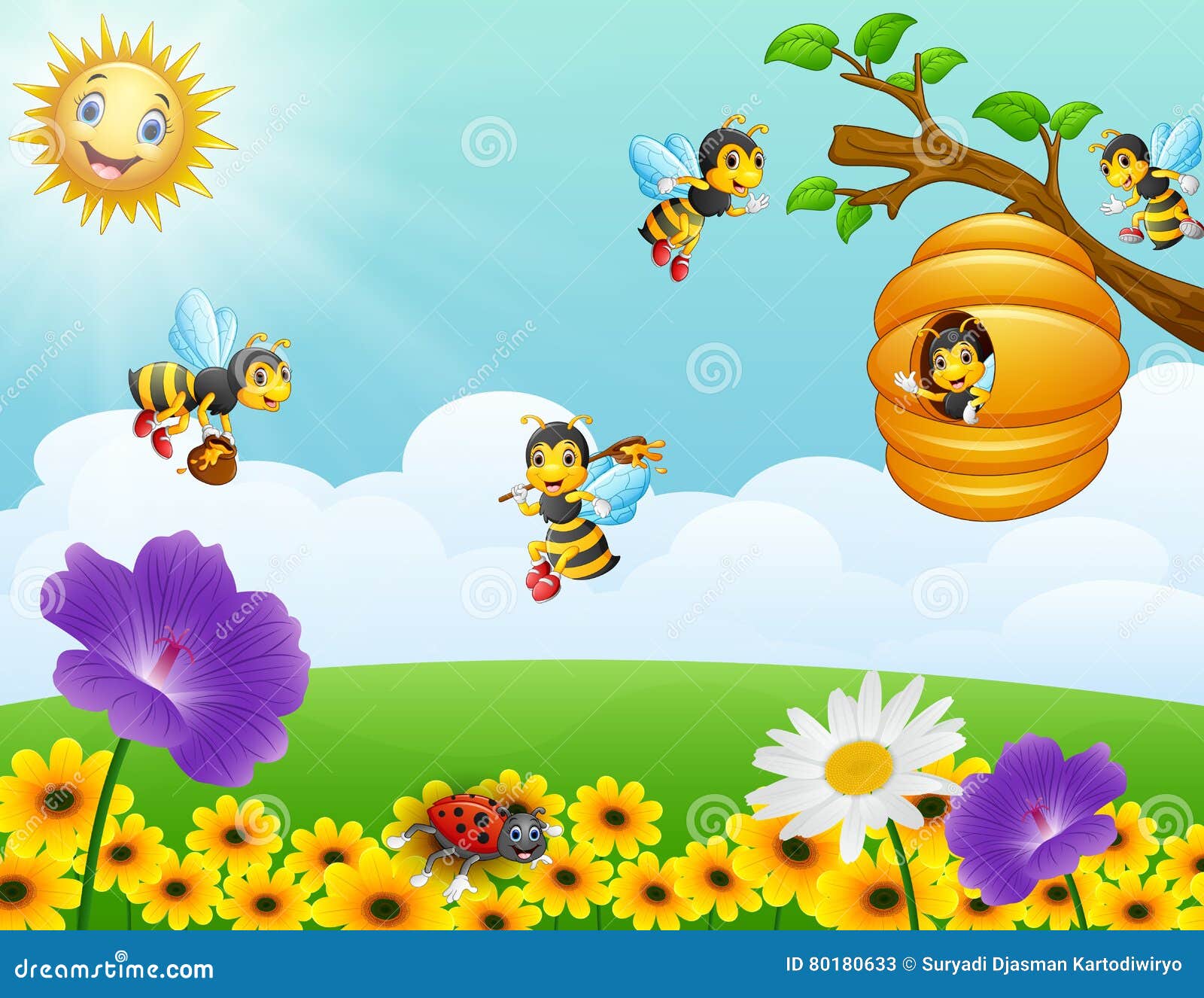 Animated Bees Flying