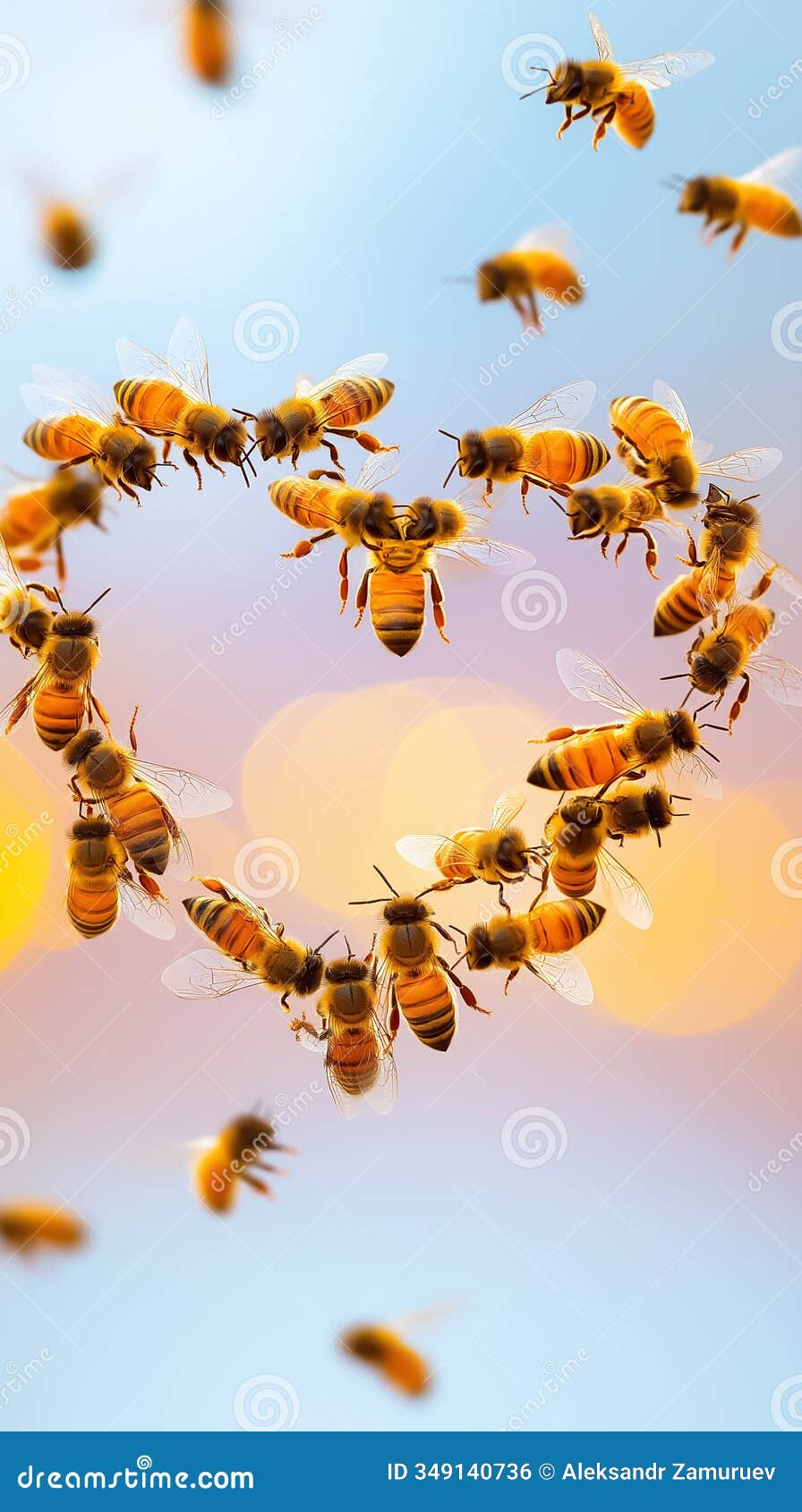 Bees Gather and Create a Beautiful Heart Silhouette at Dusk, Showcasing ...