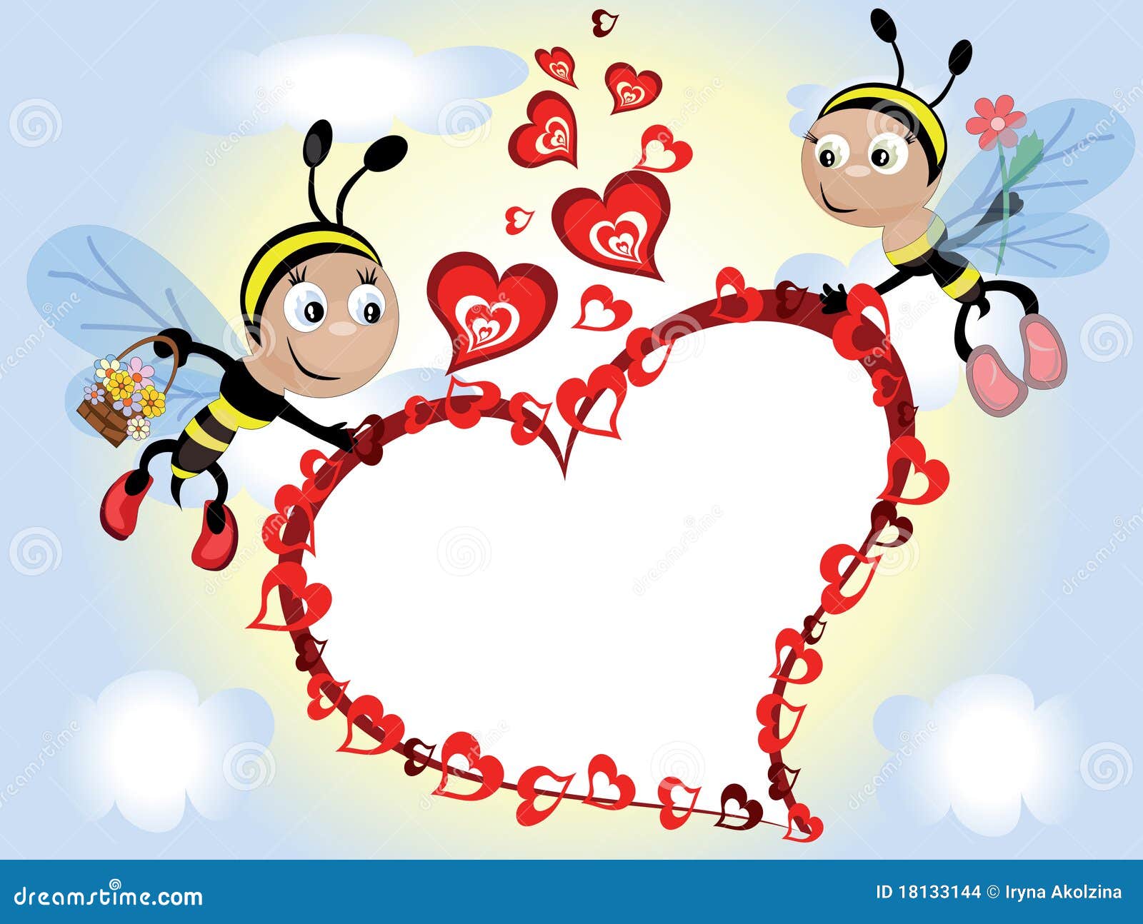 Bees with heart,frame stock vector. Illustration of bees - 18133144