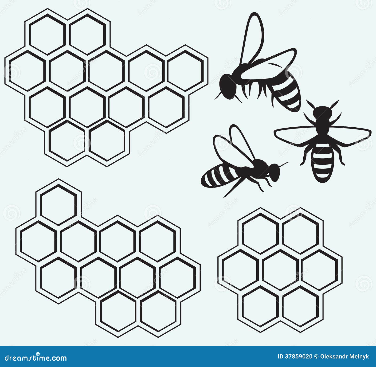 Bees on honey cells stock vector. Illustration of combing - 37859020
