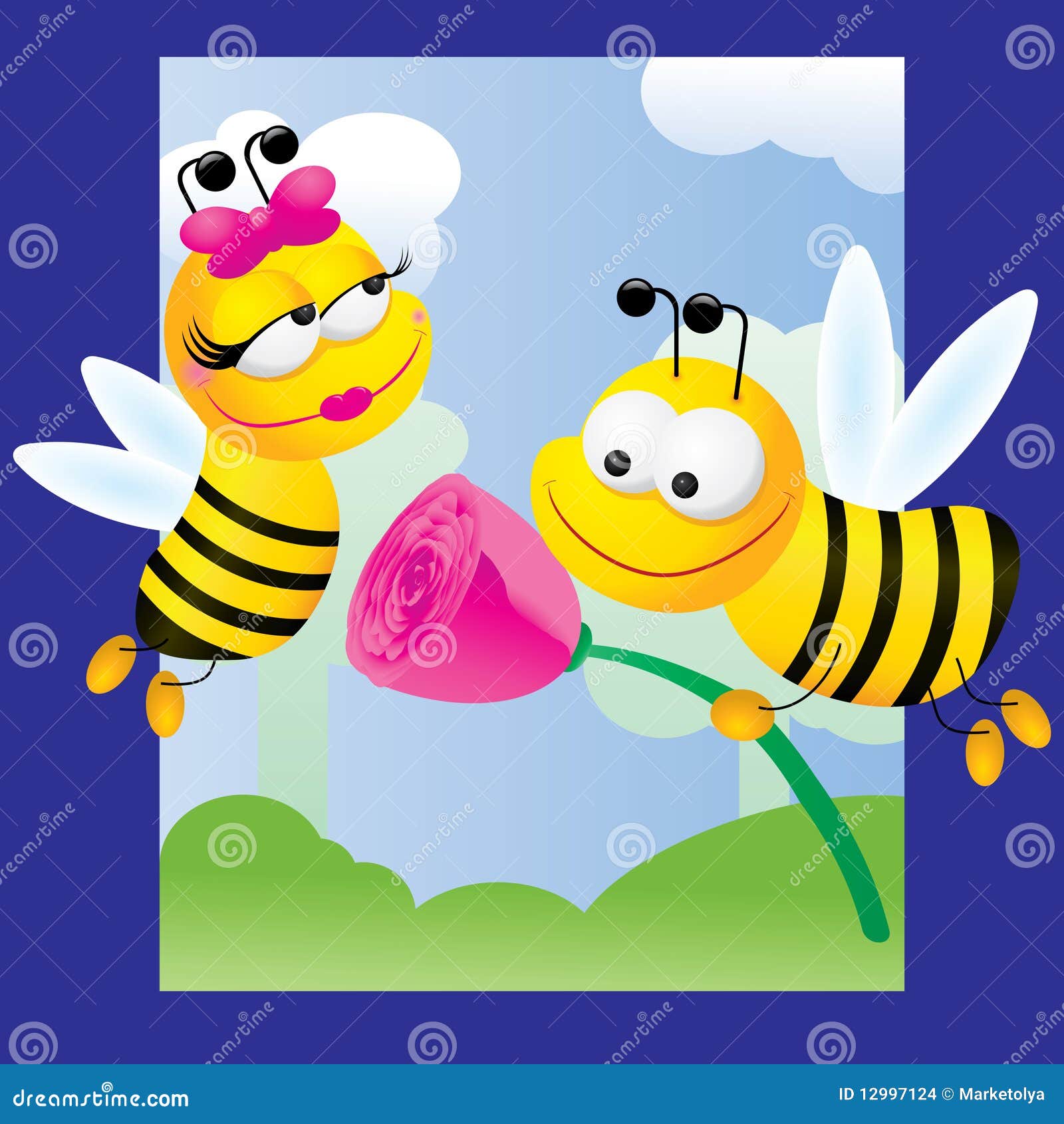 Bees and roses stock vector. Illustration of birth, honey - 12997124