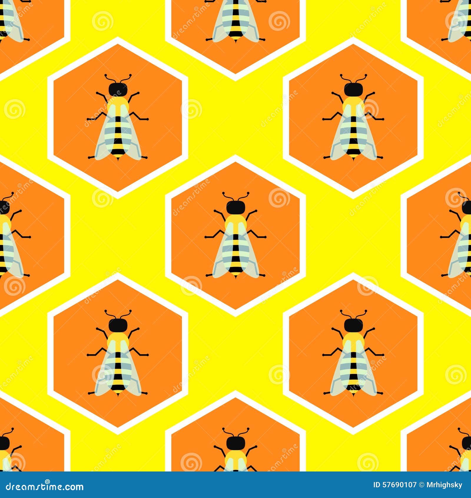 Bees Seamless Pattern Design Stock Vector - Illustration of decorative ...