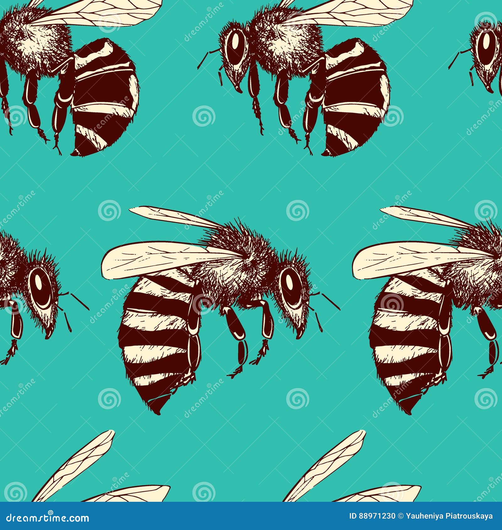 Bees seamless pattern stock vector. Illustration of artwork - 88971230