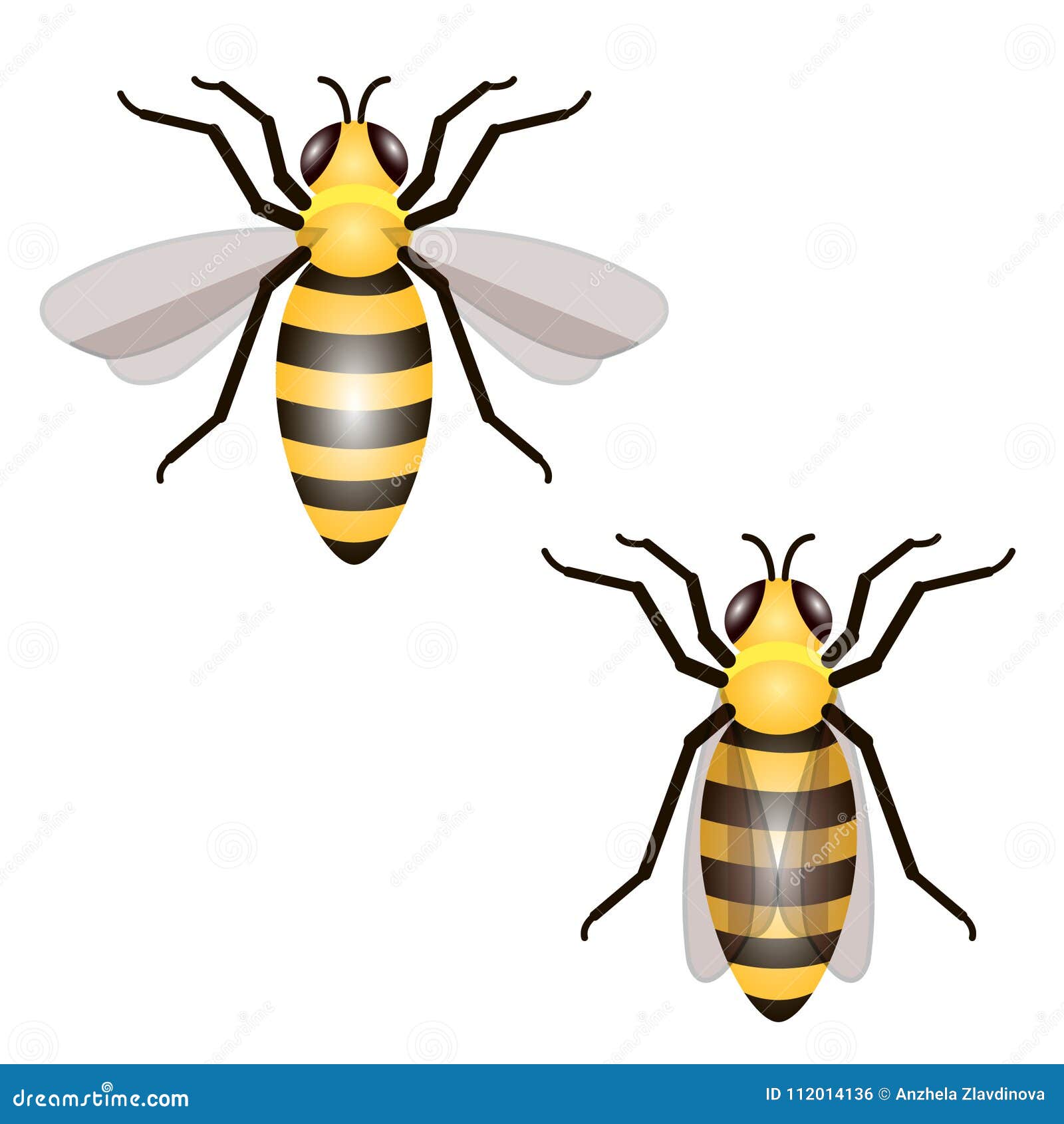 Bees. Stylized Image of Insects. Stock Vector - Illustration of yellow ...
