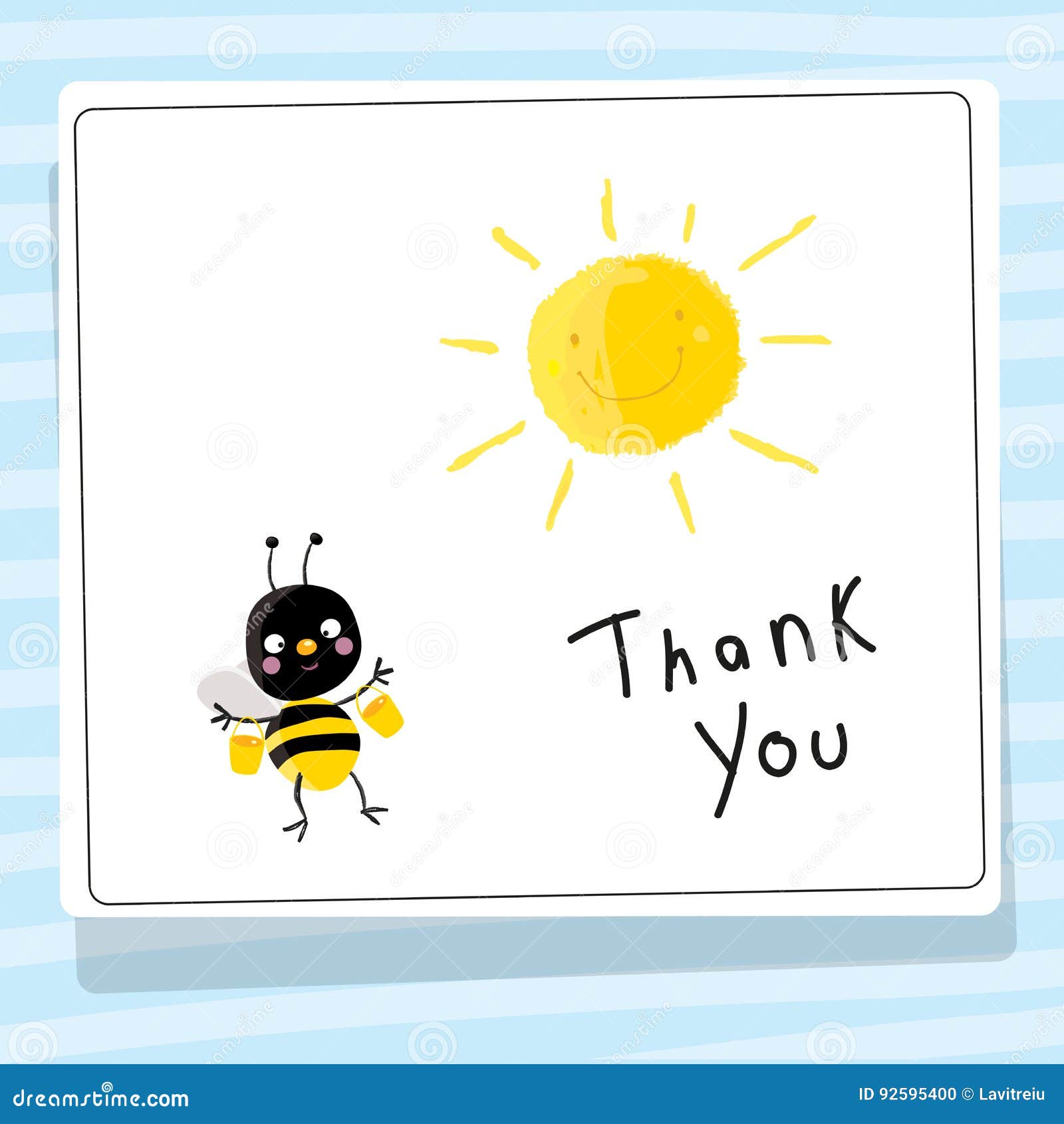 Bees thank you card stock vector. Illustration of thank - 92595400