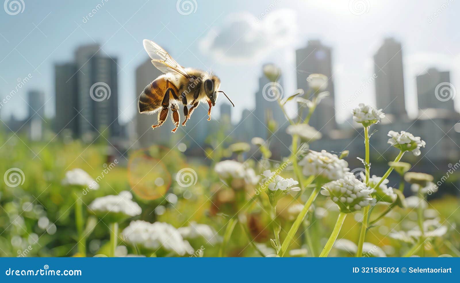 Bees and the Urban Ecosystem Stock Illustration - Illustration of ...