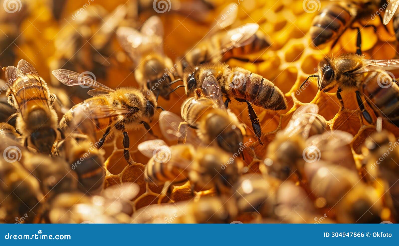 Bees Working Together within the Hive on Comb, Symbolizing Community ...