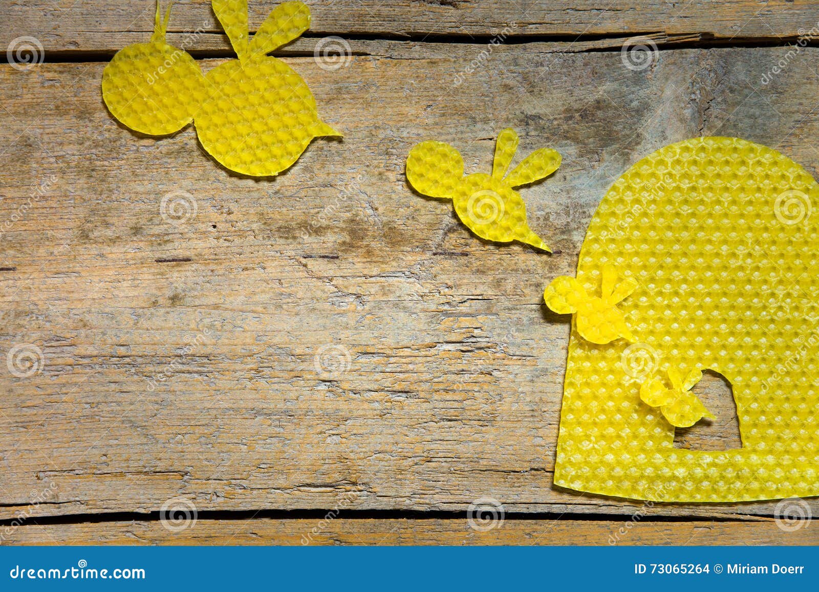 Beeswax, Bees and a Beehive on Wooden Table Stock Photo - Image of ...