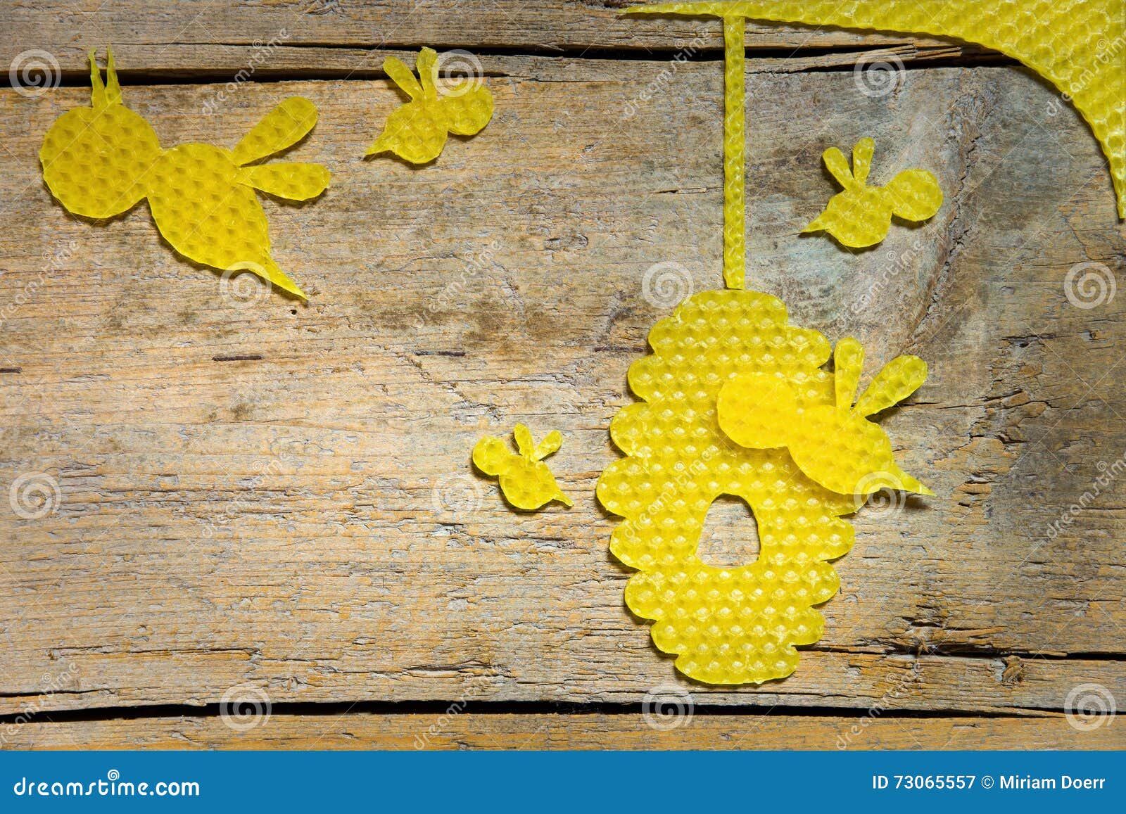 Beeswax, Bees and a Beehive on Wooden Table, Copyspace Stock Image ...