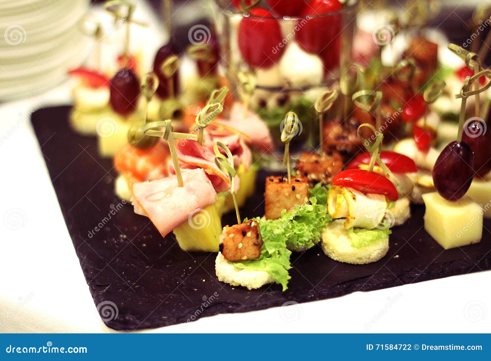 Beet Canapes with Becon and Olivas Stock Photo - Image of gourmet ...