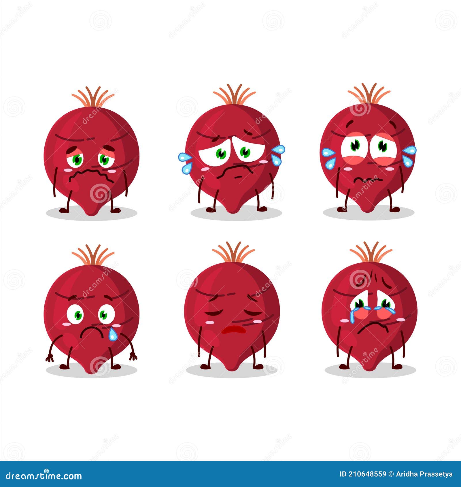 Beet Cartoon in Character with Sad Expression Stock Vector ...