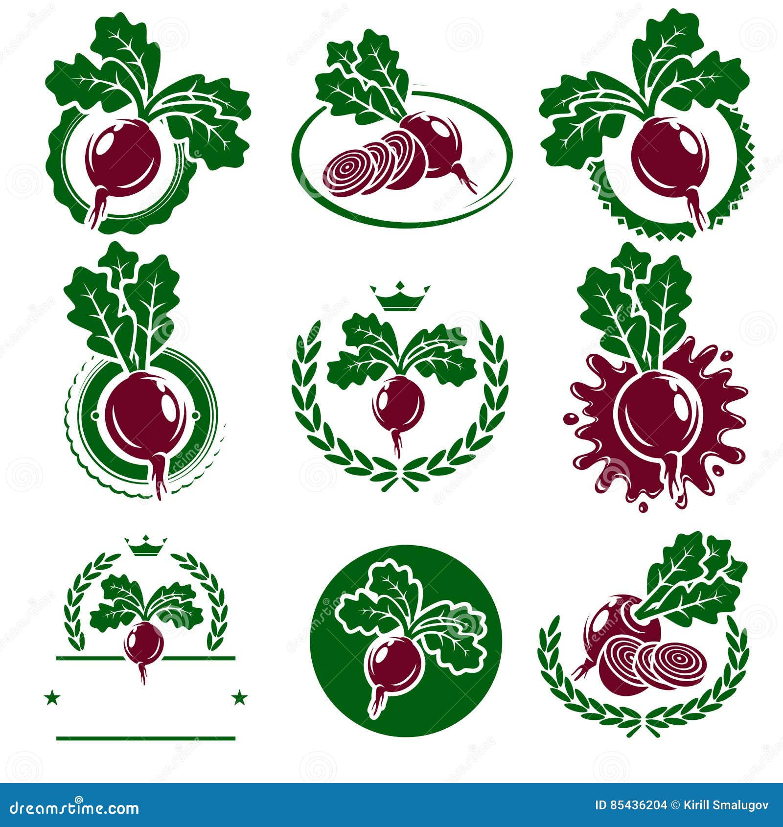 Beet Labels and Elements Set. Vector Stock Vector - Illustration of ...