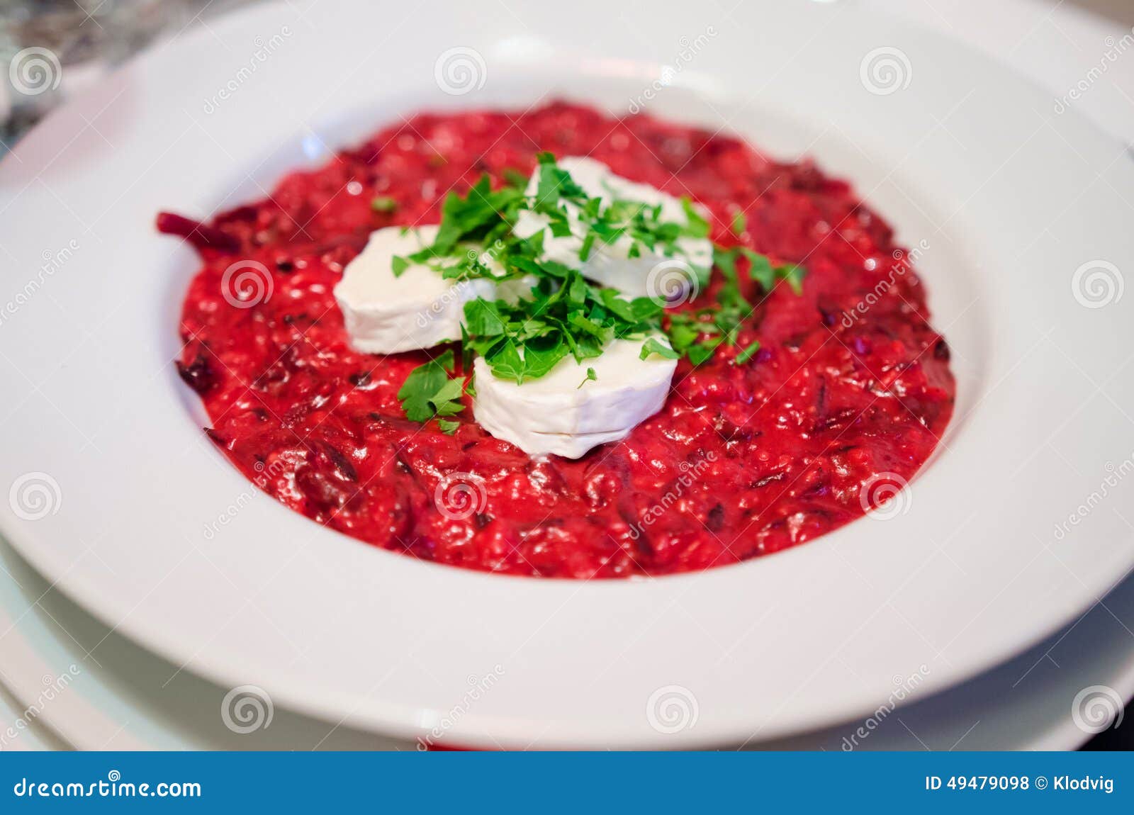 Beet Risotto with Goat Cheese Stock Photo - Image of green, risotto ...