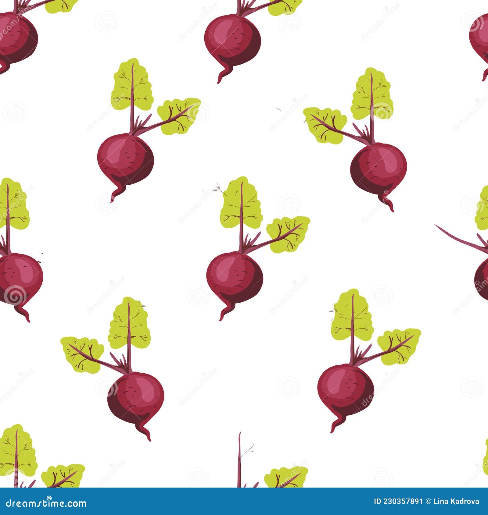 Beet Seamless Pattern. Ripe Beet and Leaves on White Background Stock ...