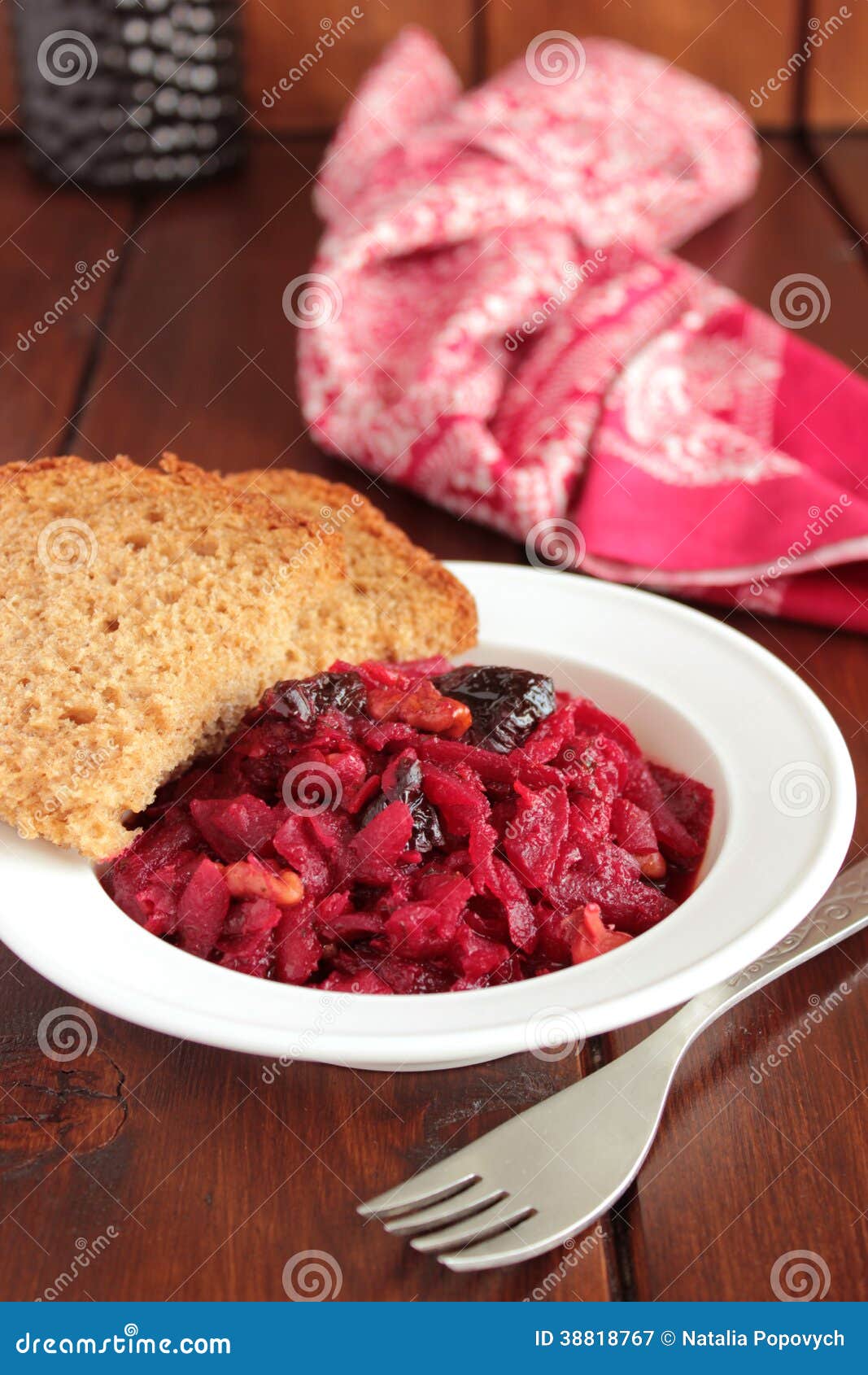 Beet with Walnuts and Prunes, Rye Bread Stock Image - Image of culture ...