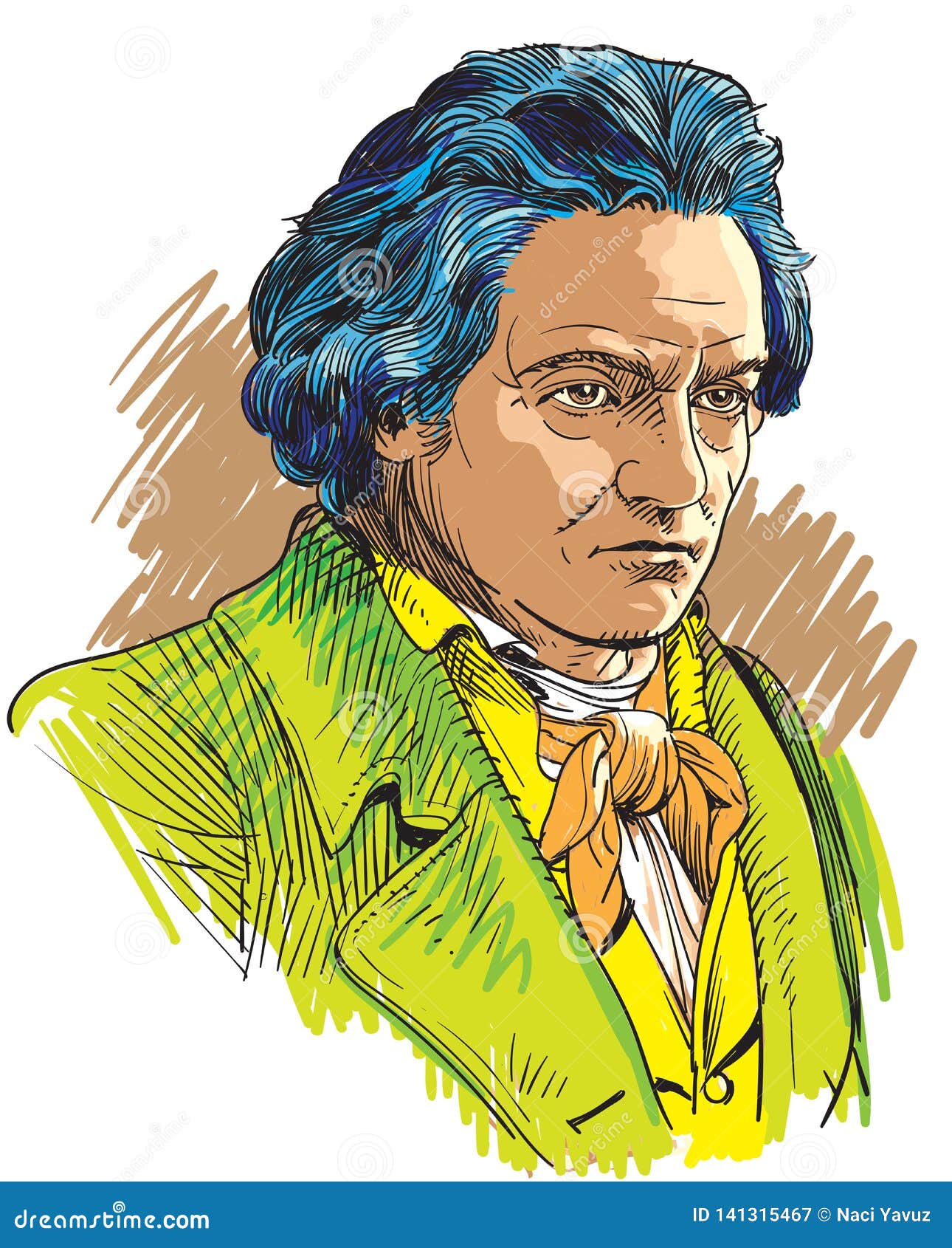 Beethoven Portrait in Line Art Illustration Editorial Photography ...