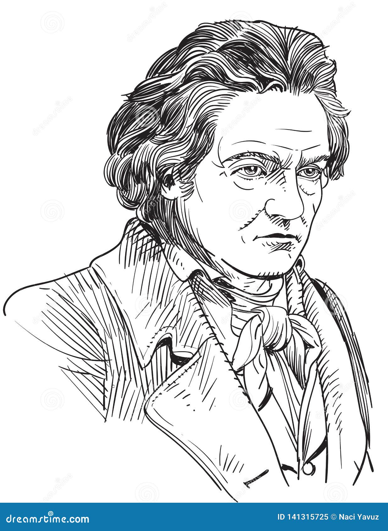 Ludwig Van Beethoven Portrait in Line Art Illustration Editorial Image ...