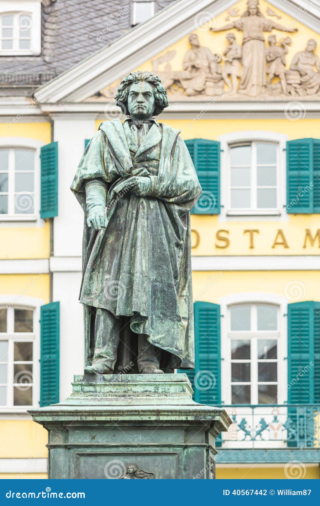 Beethoven Statue and Bonn Main Post Office Stock Photo - Image of ...