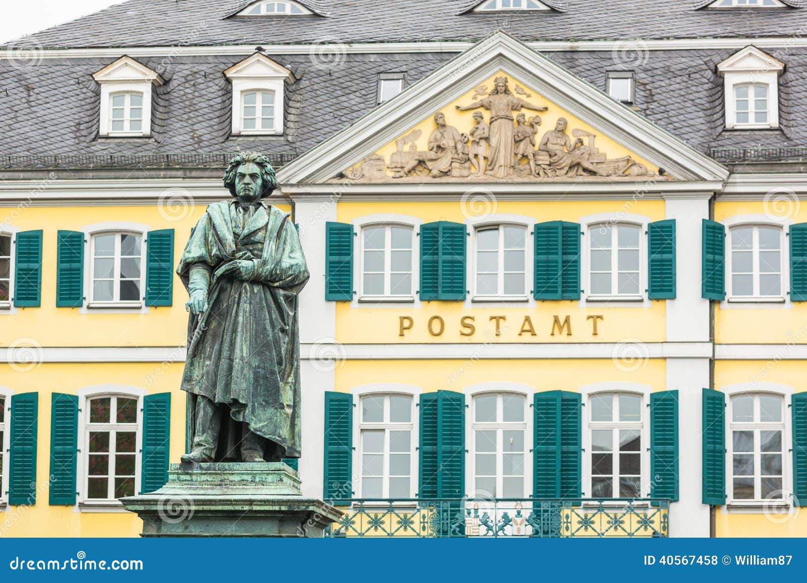 Beethoven Statue and Bonn Main Post Office Stock Photo - Image of ...